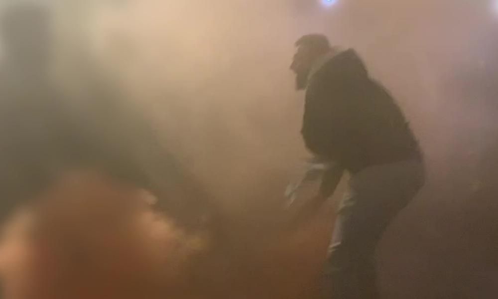 NSW police release footage of man throwing flare…