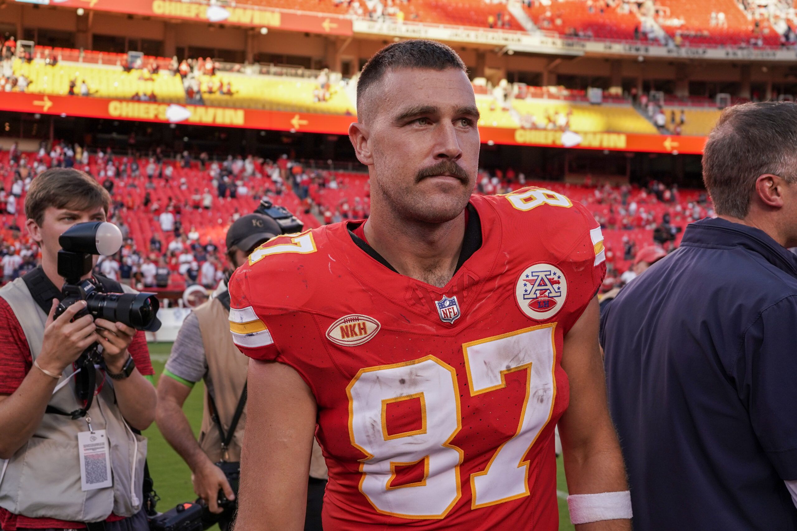 Travis Kelce knows his stats are better when Taylor…