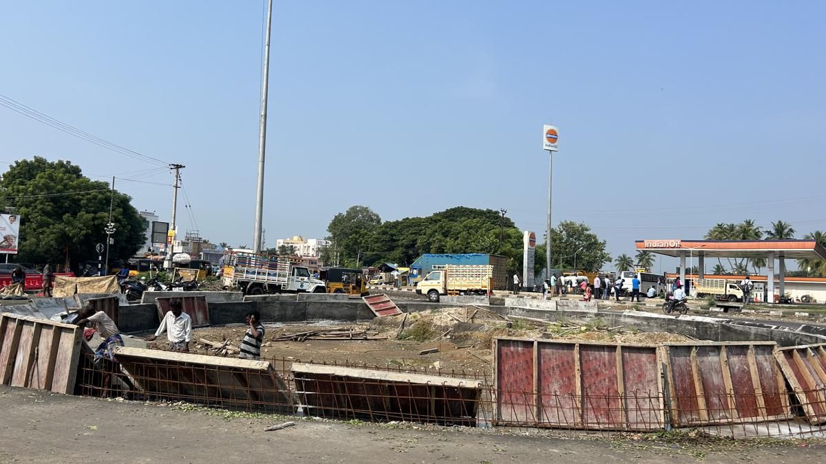 New roundabout at Arcot junction near Ranipet being…