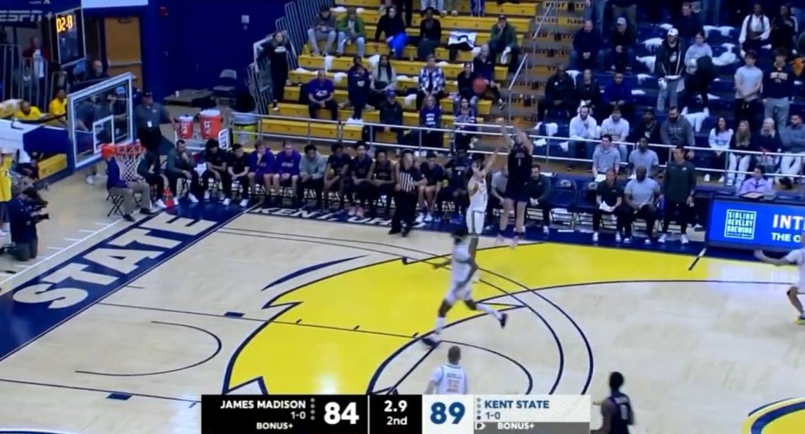 James Madison scored 5 points in 2 seconds to force OT…