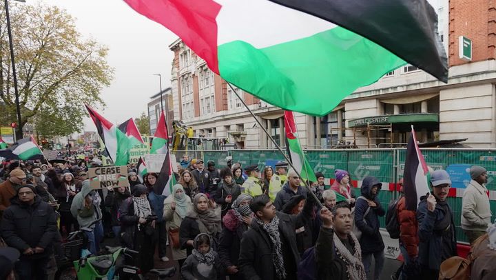 Pro-Palestine protest marches through Camden en route…