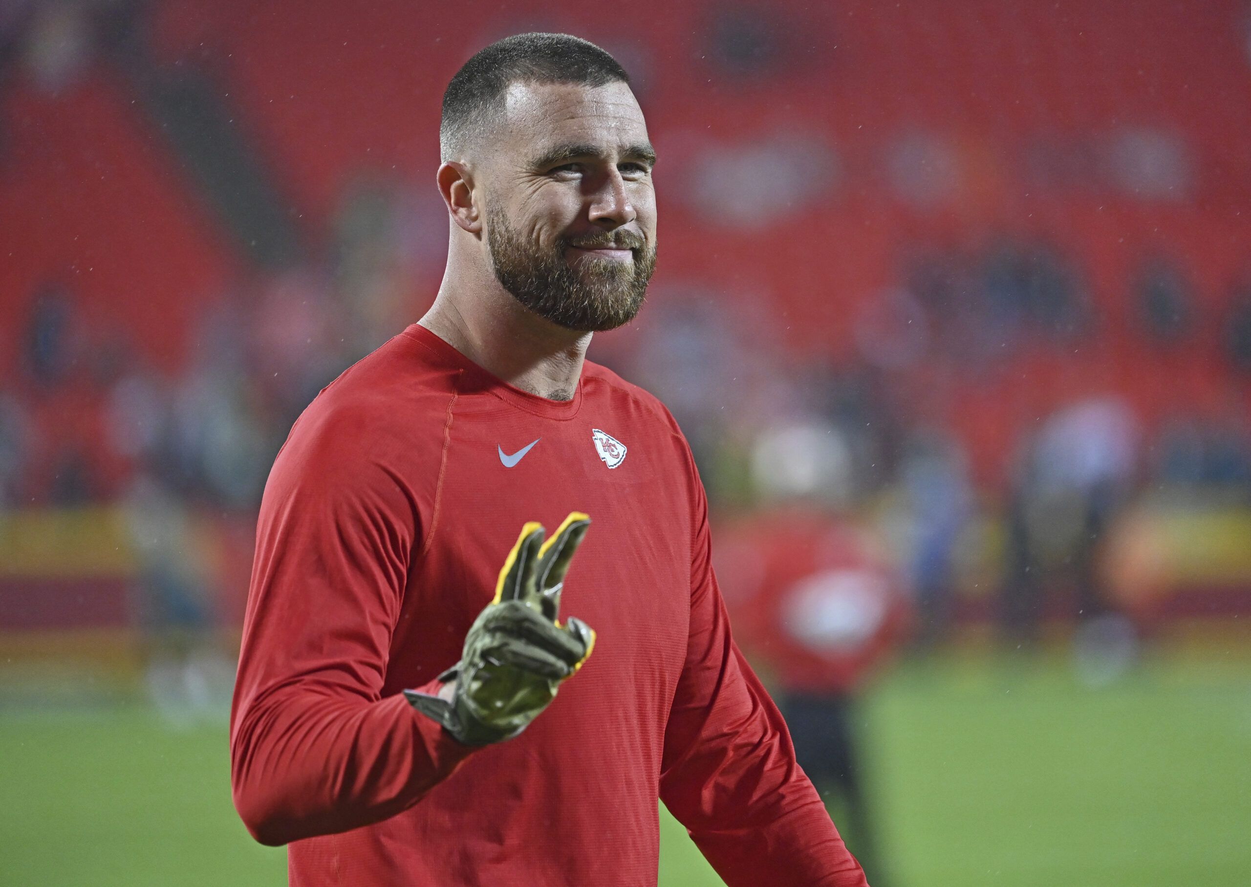 Travis Kelce appeared to be all smiles about a ‘Karma…