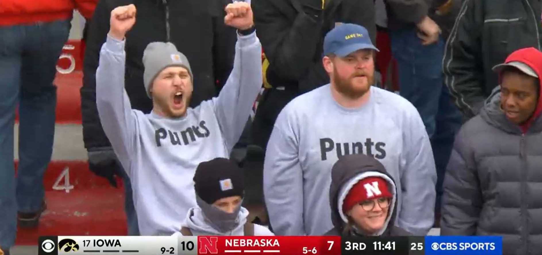 Fans at Iowa – Nebraska wearing ‘PUNTS’ sweaters…