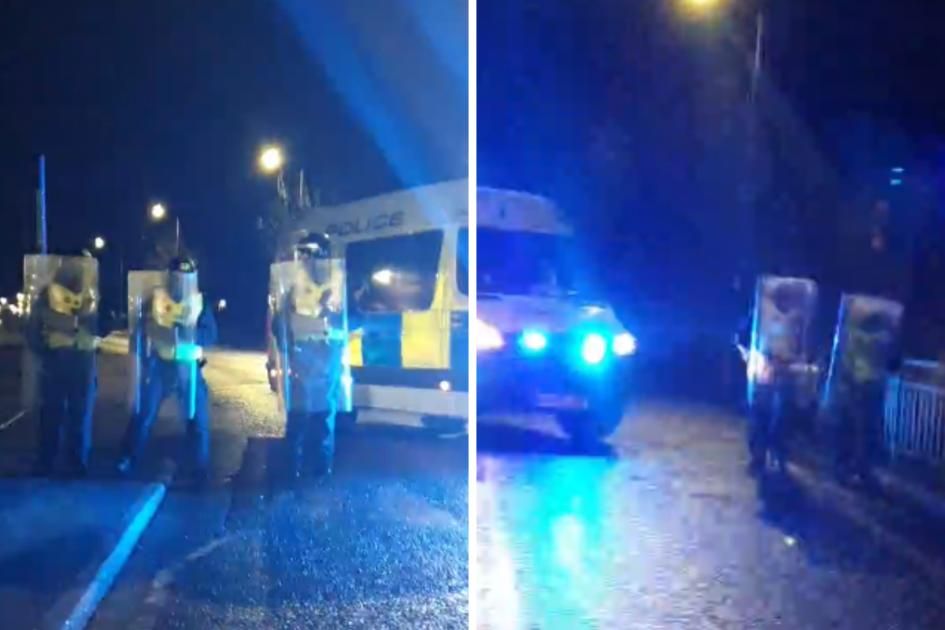 Officer hospitalised as riot police deployed in…
