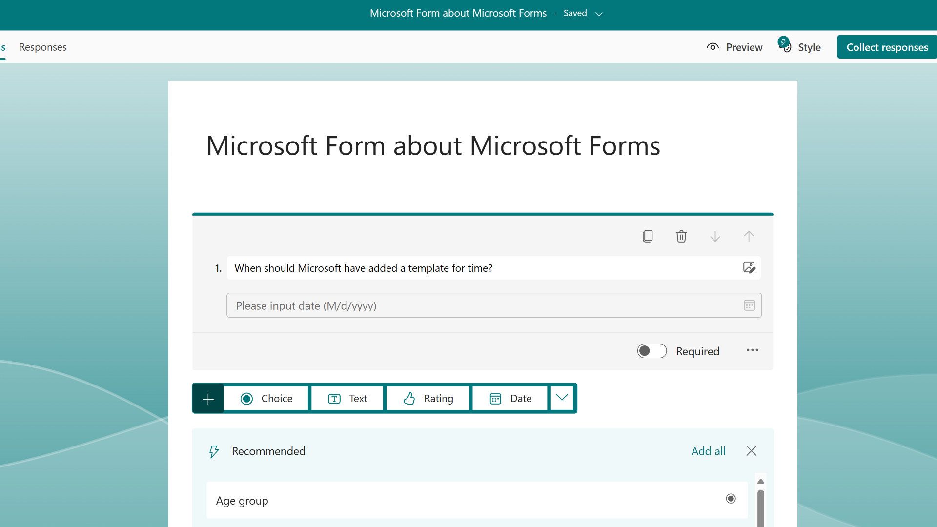 Microsoft Forms lacks the ability to ask questions…
