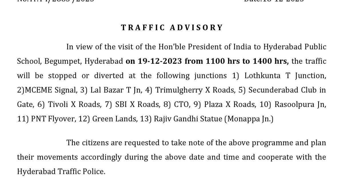 Traffic diversions in view of President’s visit to…