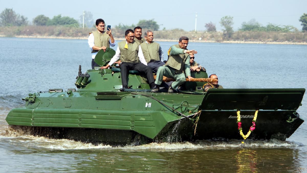 BMP-II infantry combat vehicles finish floatation…