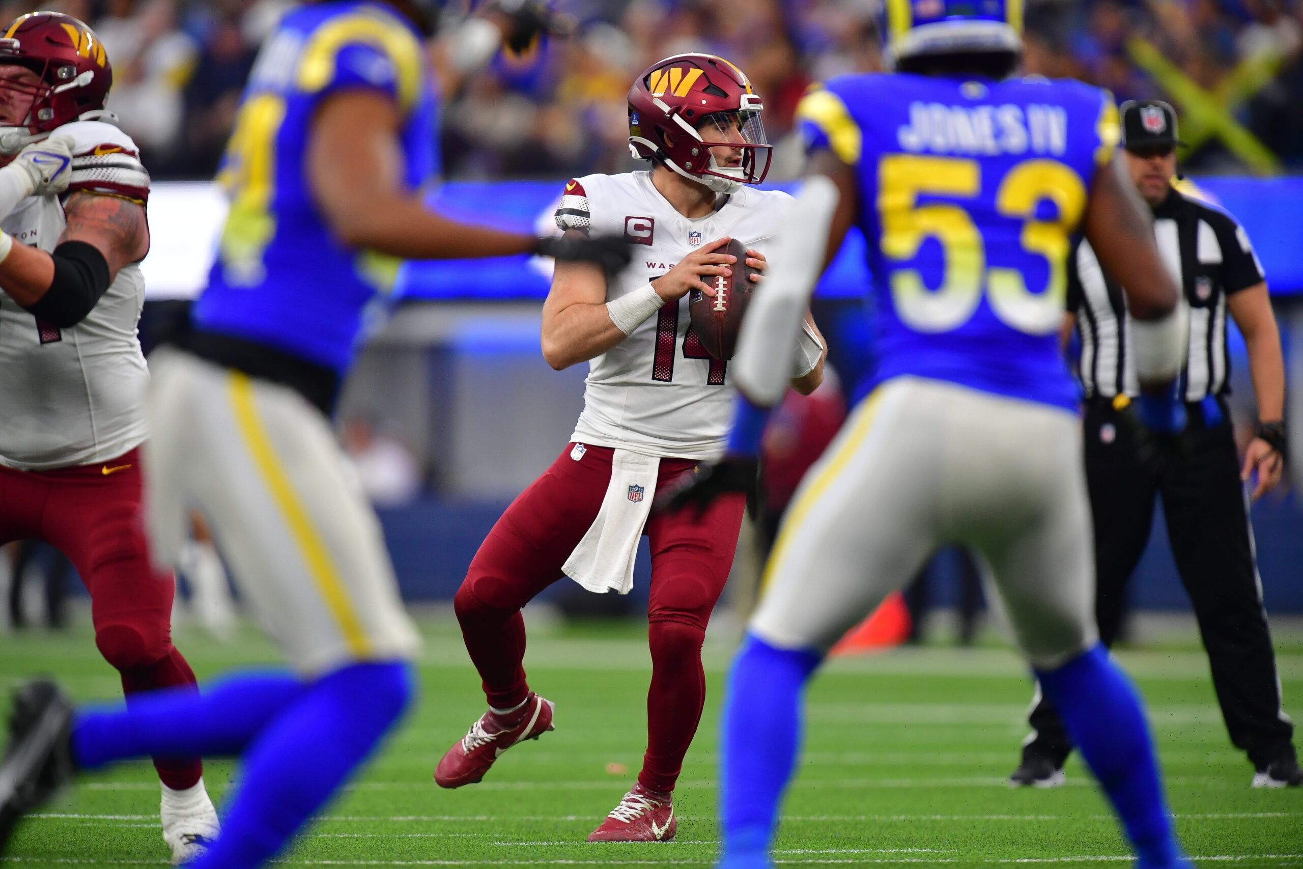 Commanders OC Bieniemy wants Sam Howell to be more…