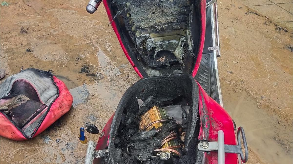 E-bike catches fire near Arani town in Tiruvannamalai