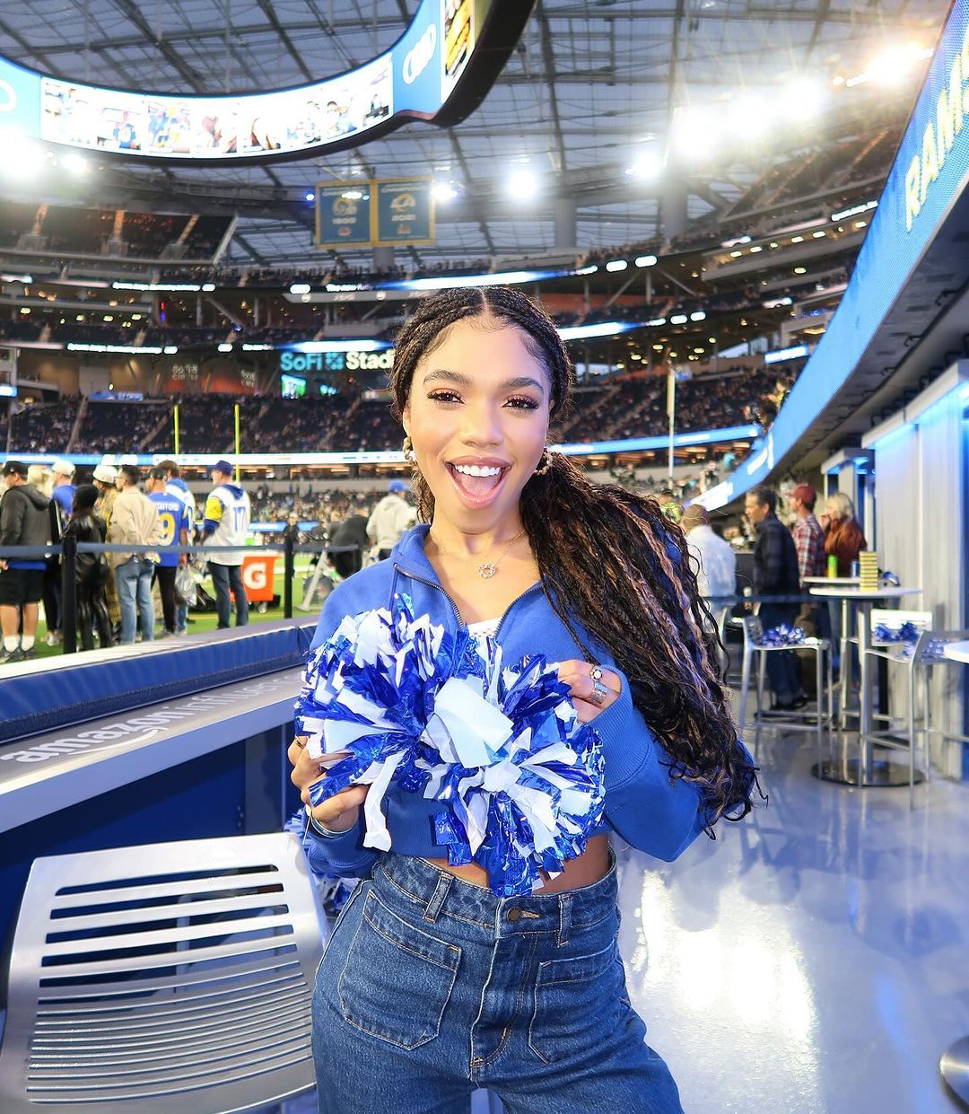 Teala Dunn Shines in Blue, Embracing Elegance and Joy