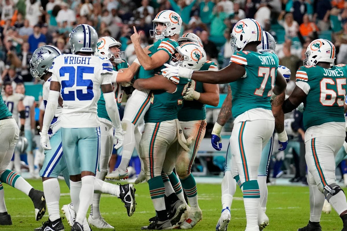 Dolphins nip Cowboys 22-20 on Jason Sanders'…
