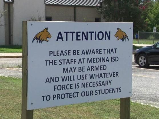 Texas school puts up sign warning teachers may be…