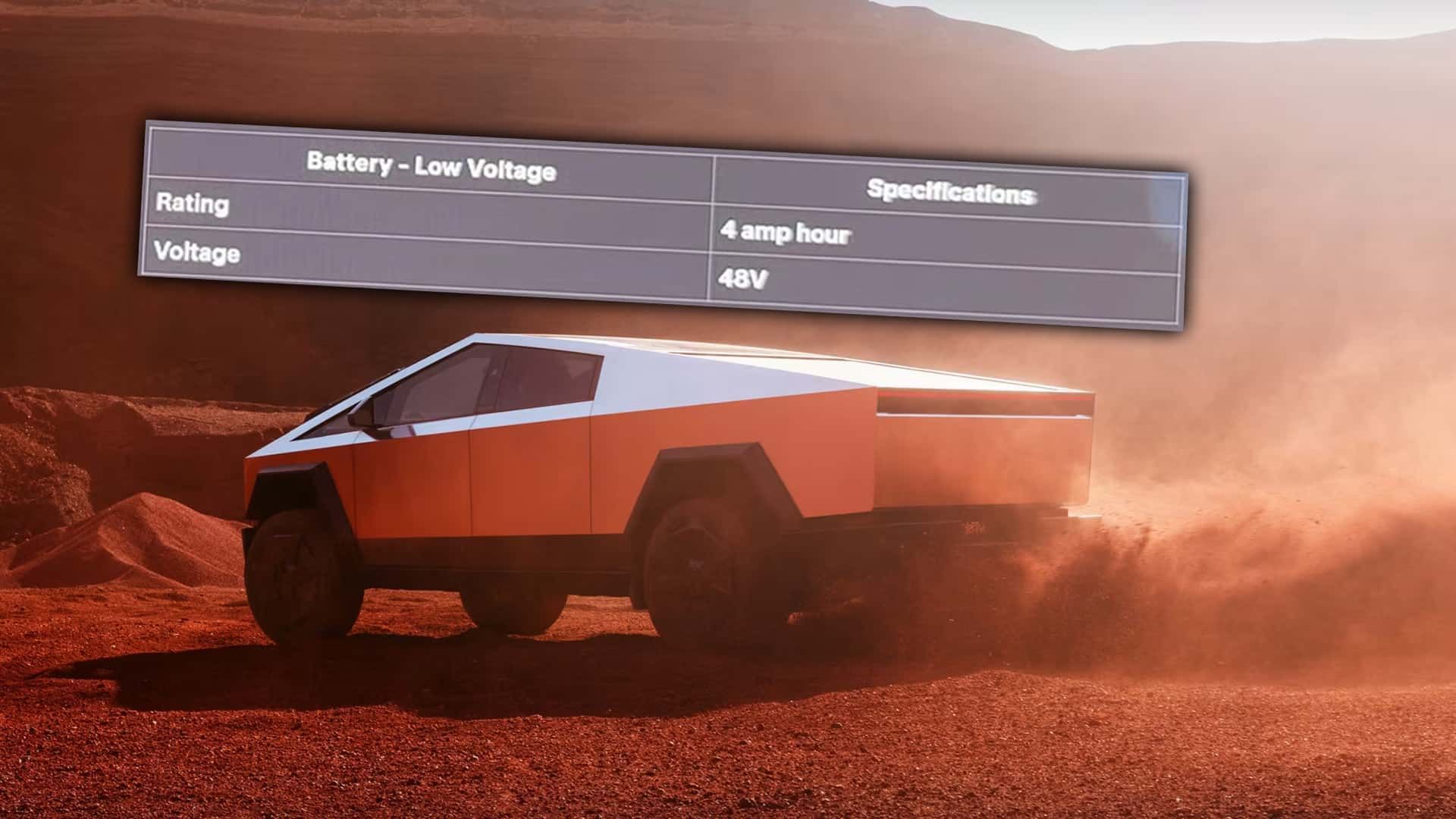 The Tesla Cybertruck’s Low Voltage Battery Is Rated At…