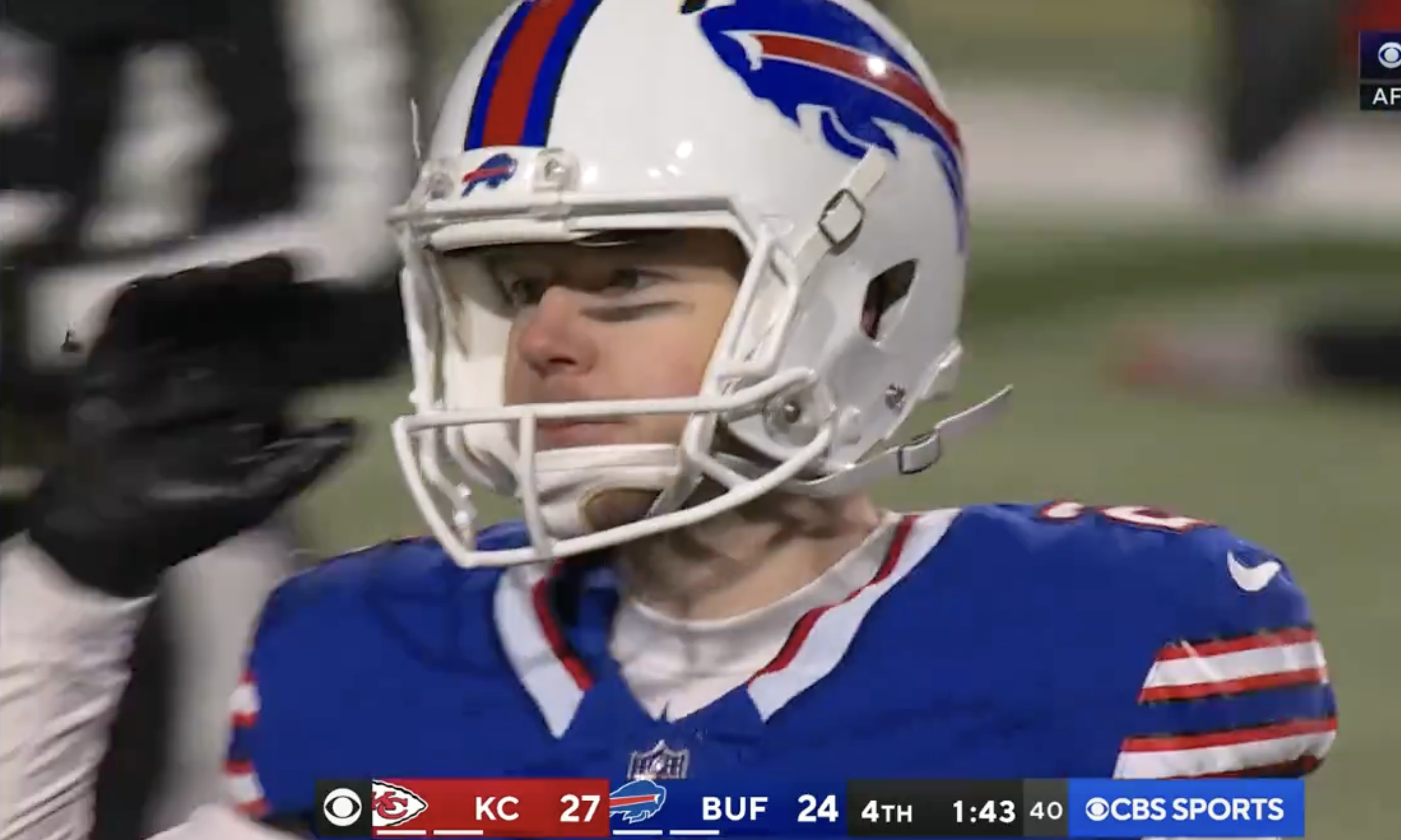 The Bills’ Tyler Bass missed a game-tying kick wide…