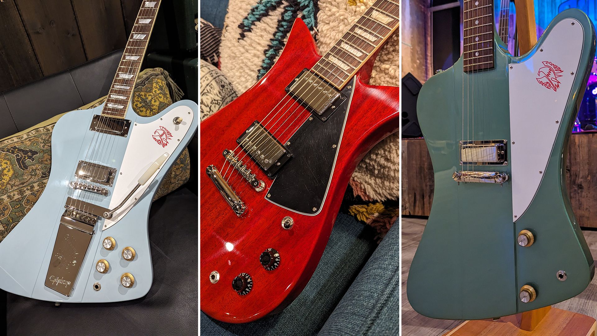 A Slash Jessica Les Paul, new Epiphone Firebirds, a…