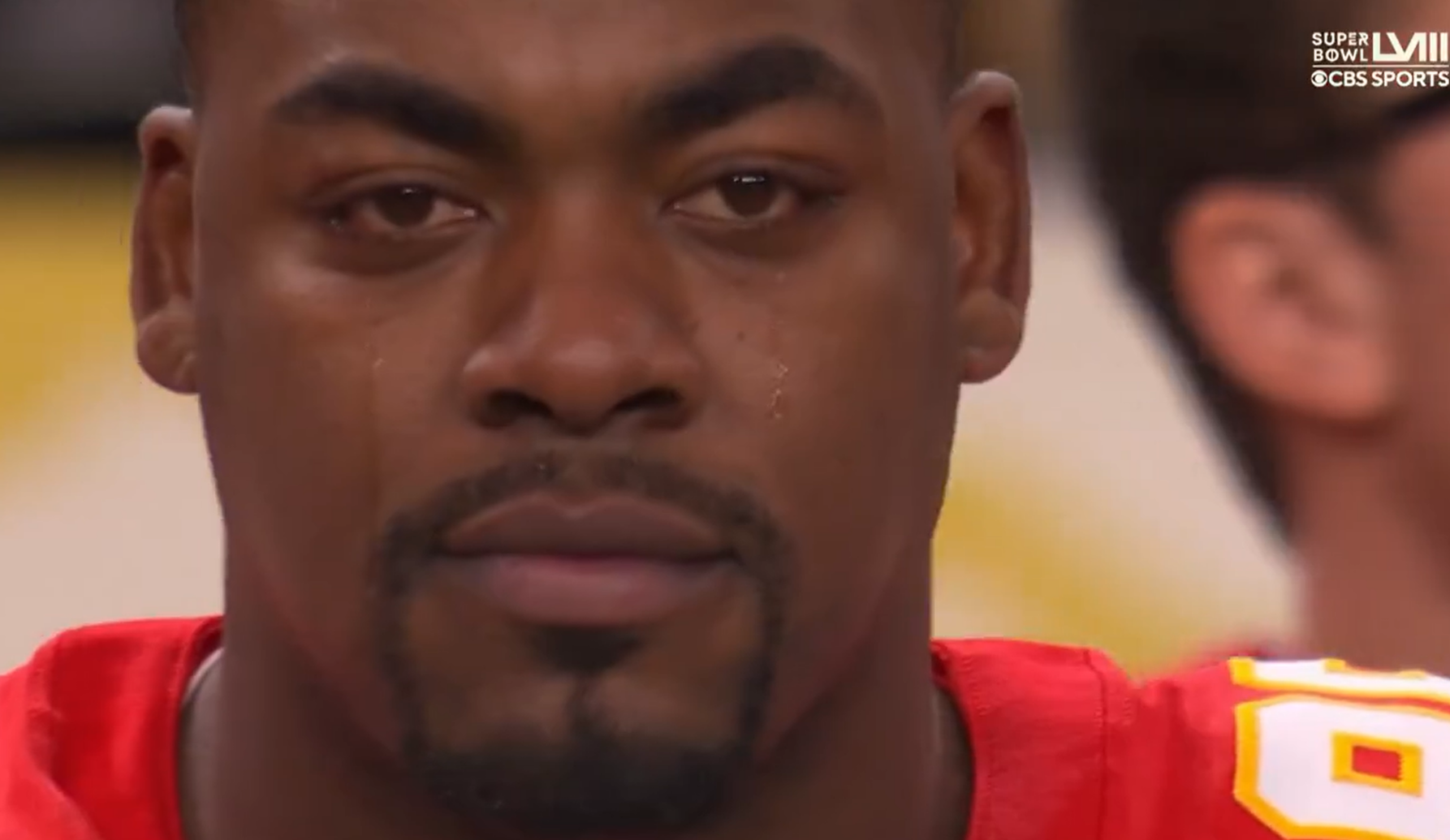 Chris Jones cried during the national anthem, as is…