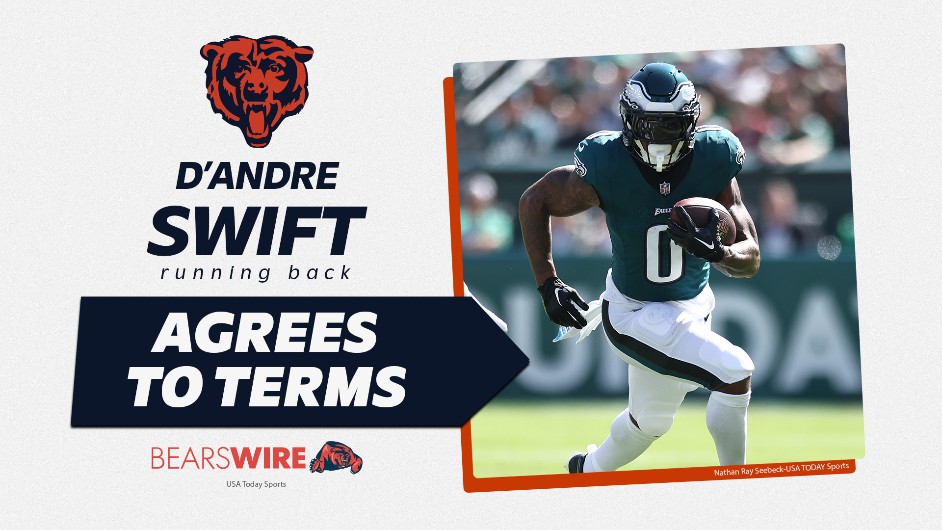 Bears agree to terms with RB D’Andre Swift on 3-year…