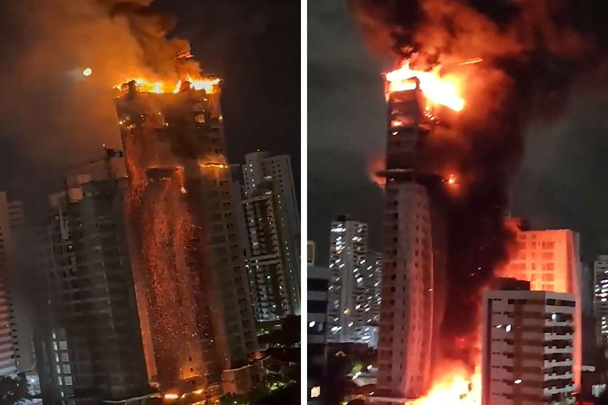 Fire Engulfs High-Rise Building In Brazil