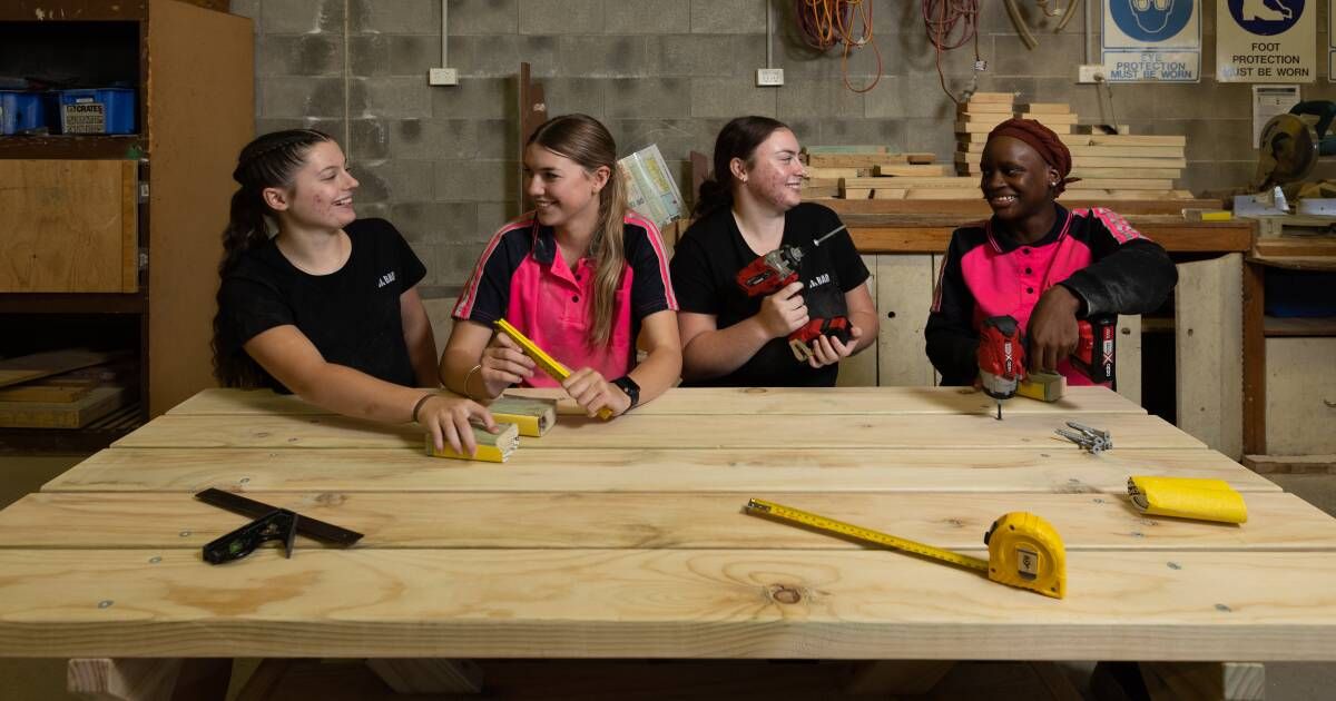 Tinkering 'tradie ladies' construct picnic tables for…