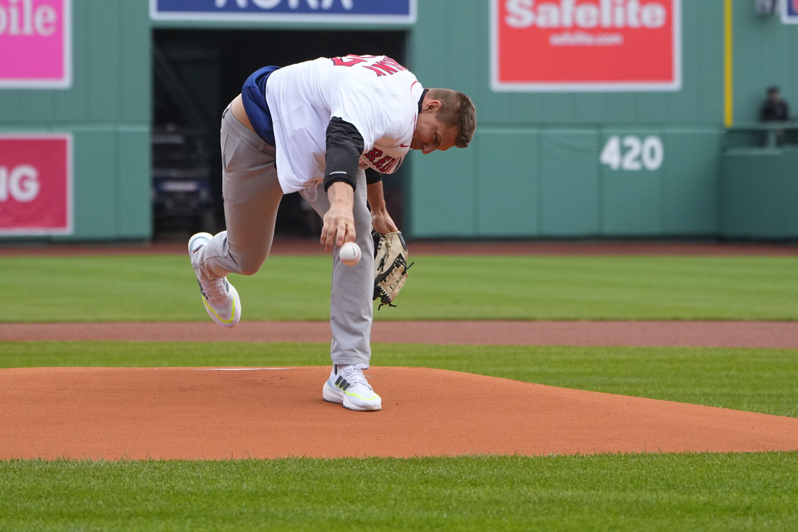 Rob Gronkowski spiked his first pitch for the Red Sox…