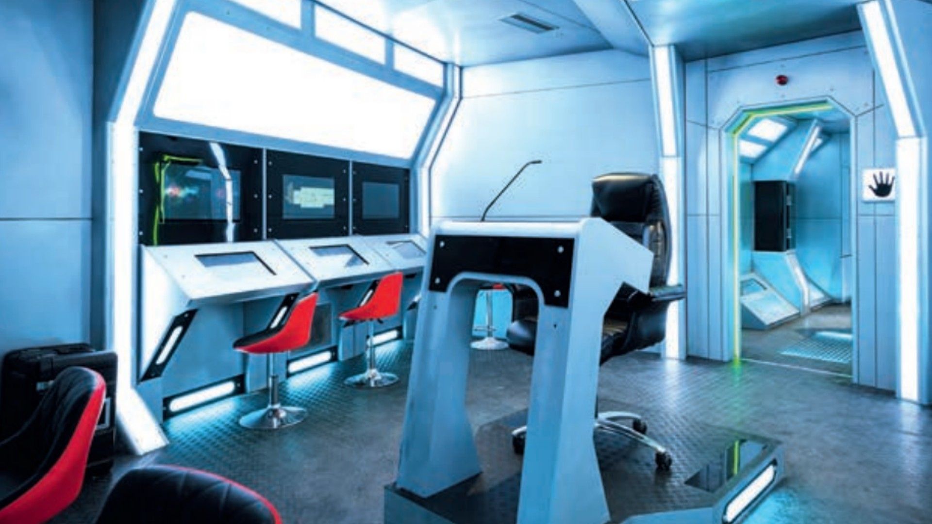 Inside Bridge Command, a life-sized starship ready to…