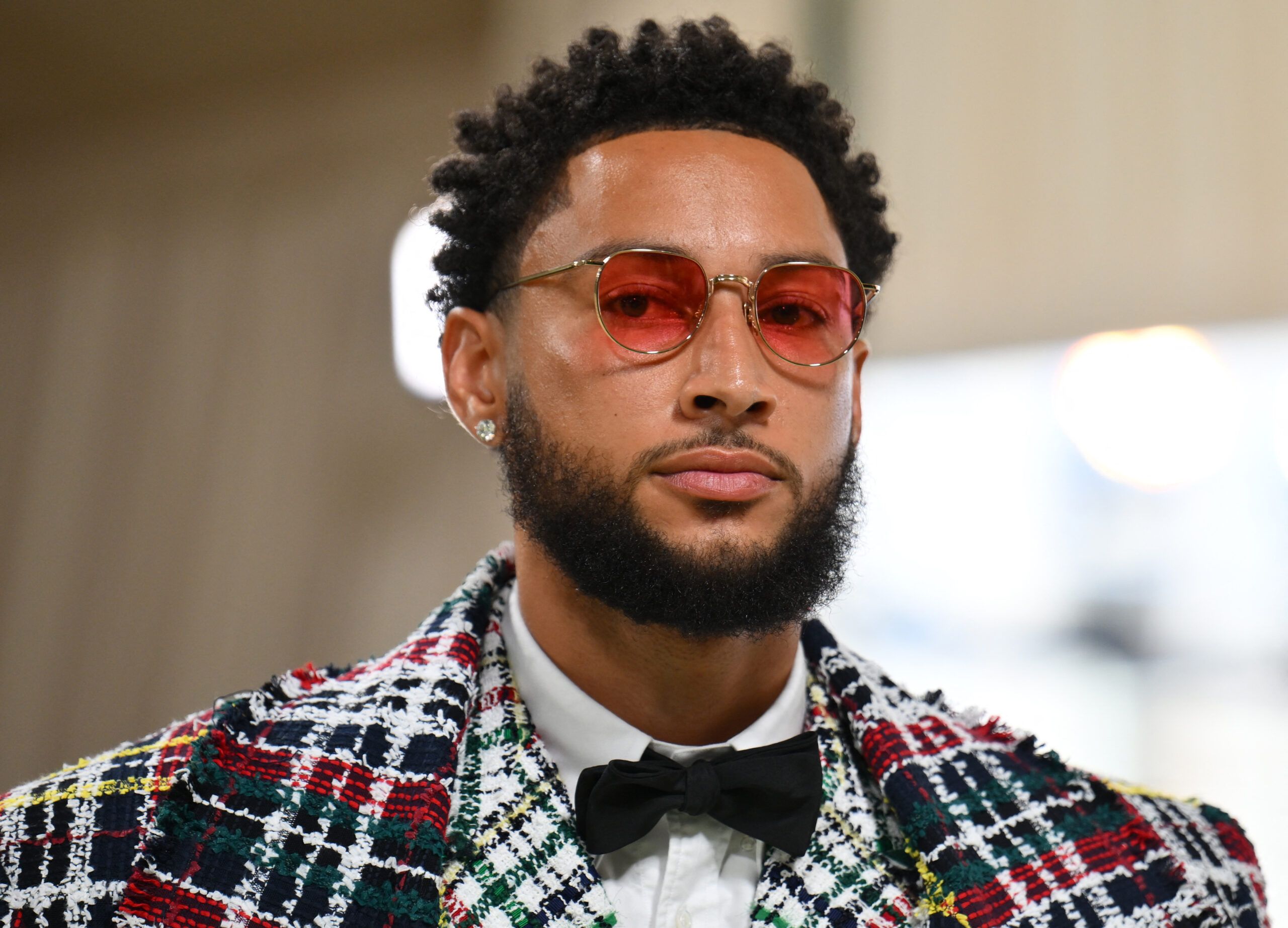 Ben Simmons and his Flava Flav clock bag at the 2024…