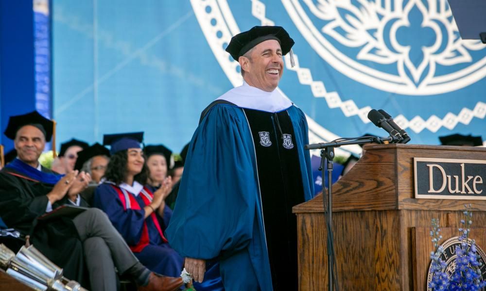 Duke students walk out of Jerry Seinfeld graduation…
