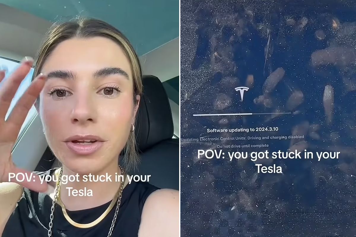 Woman Allegedly 'Stuck' in Tesla For 40 Minutes With…