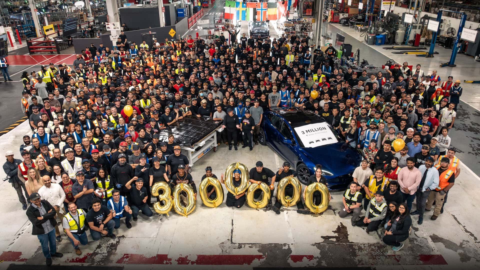 Tesla Celebrates 3,000,000th Electric Car Produced In…