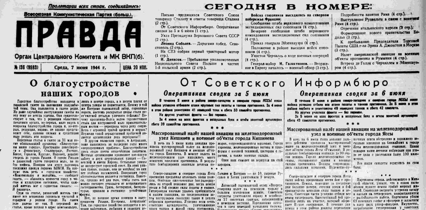 Soviet media downplayed the significance of the D-Day…