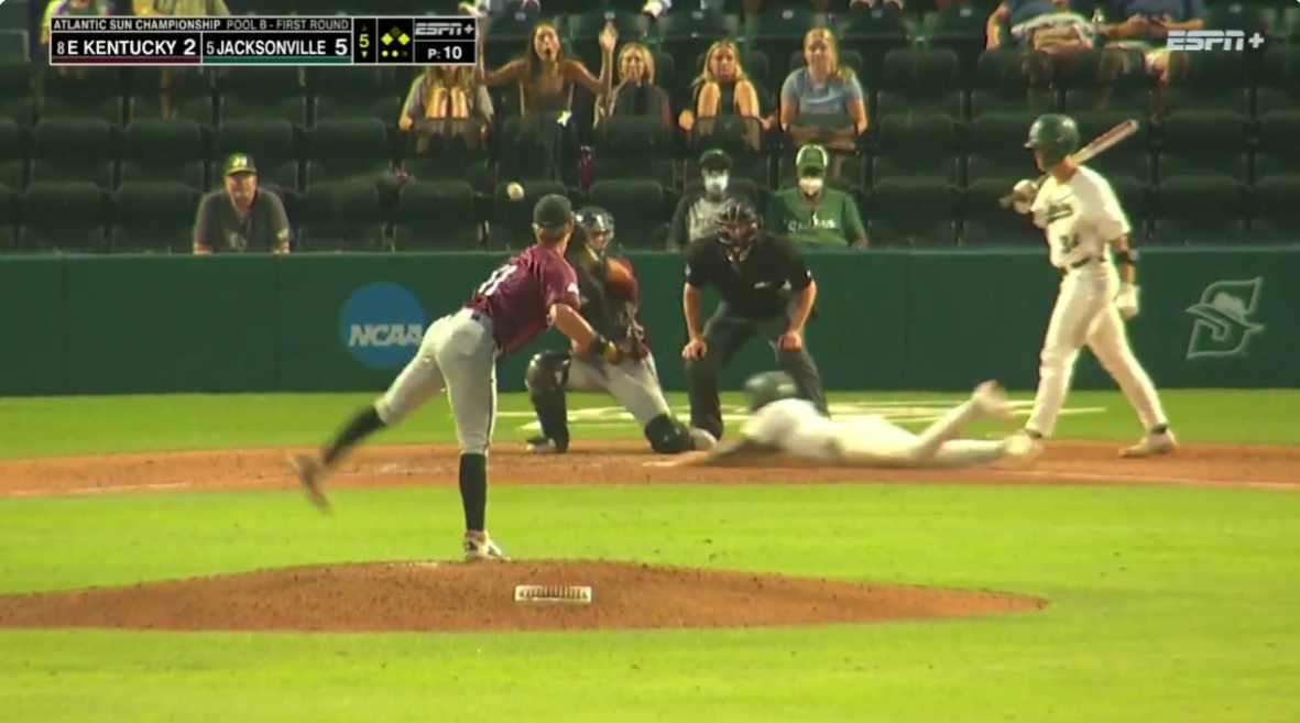 Jacksonville infielder Tyrell Brewer stole home out of…