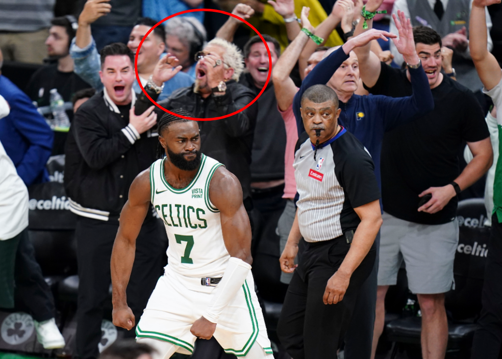 Guy Fieri’s reaction to Jaylen Brown’s game-tying 3…