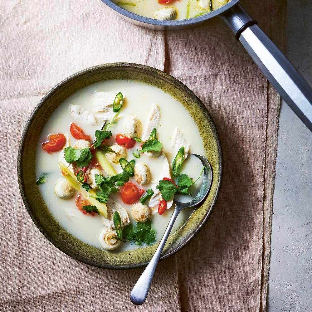 Chicken soup with lime leaf, lemongrass and coconut…