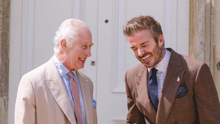 David Beckham swaps beekeeping tips with the King as…