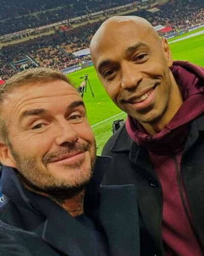 Football Legends Beckham And Henry Share Smiling…