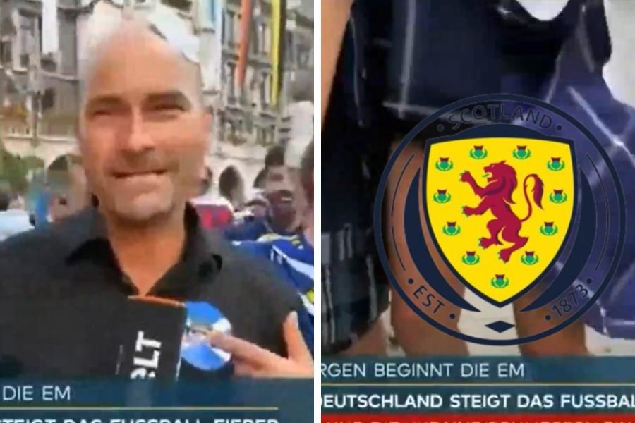 Scotland fan flashes live on German TV as Tartan Army…