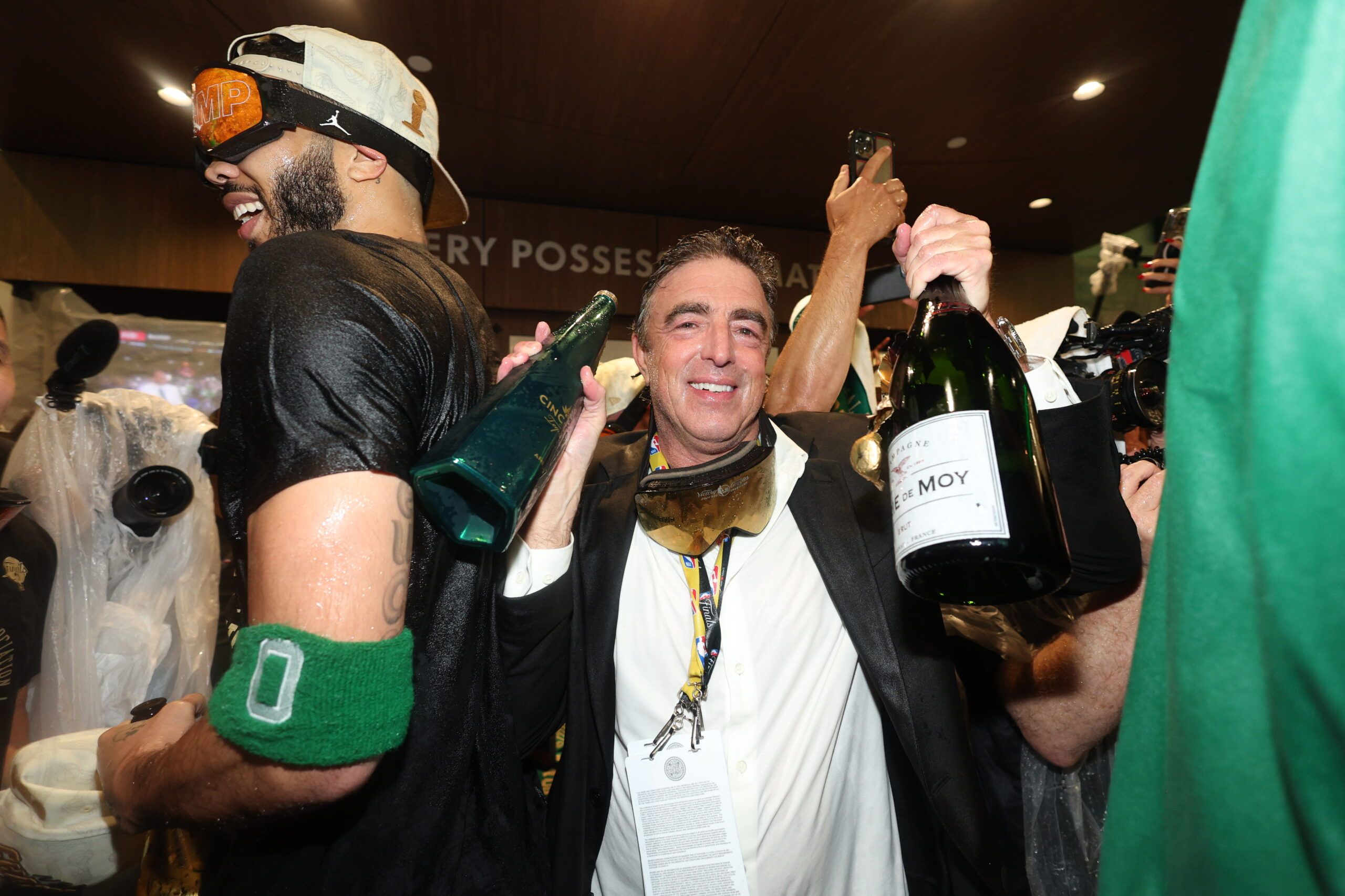 The full celebration in the Boston Celtics locker room…