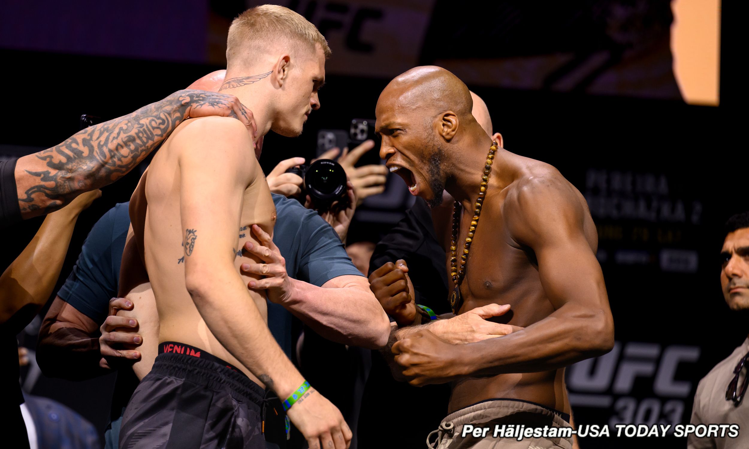 Video: UFC 303 ceremonial weigh-in faceoffs with…