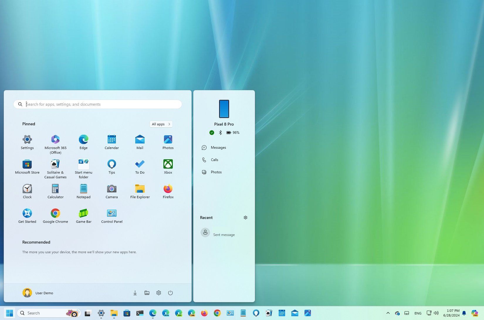 Windows 11's new Start menu sidebar for Phone Link is…