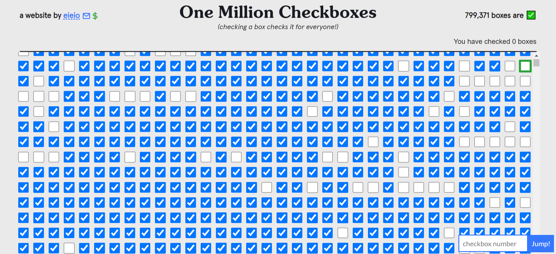 One Million Checkboxes, the addictive internet game…