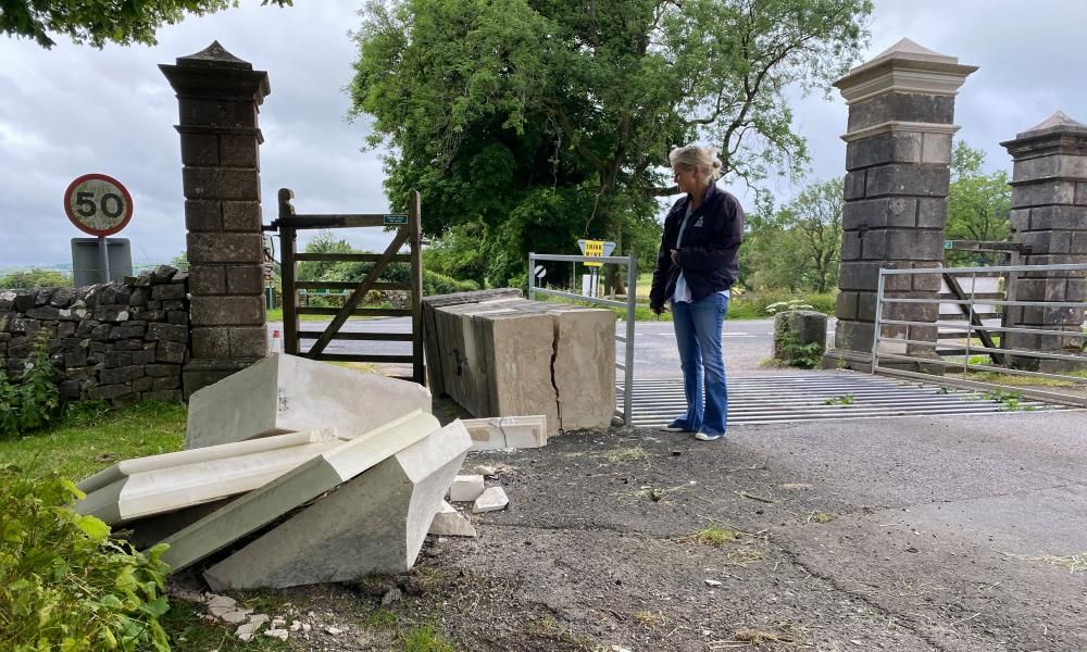 Listed Derbyshire stone pillar knocked down for 12th…