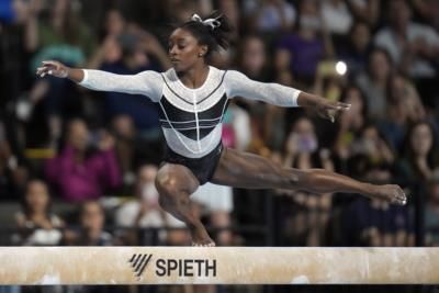 Simone Biles Trails In Uneven Bars At Gymnastics…
