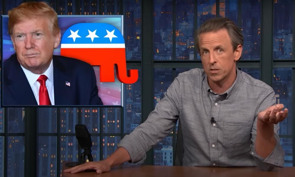 Seth Meyers on Trump’s stump speech: ‘Like a drunk…
