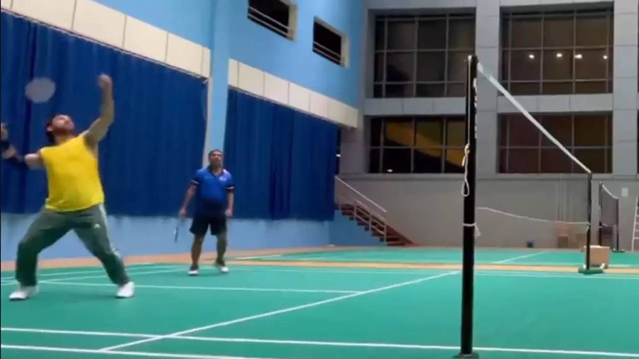 Fit as a fiddle: MS Dhoni's jump smash on the…
