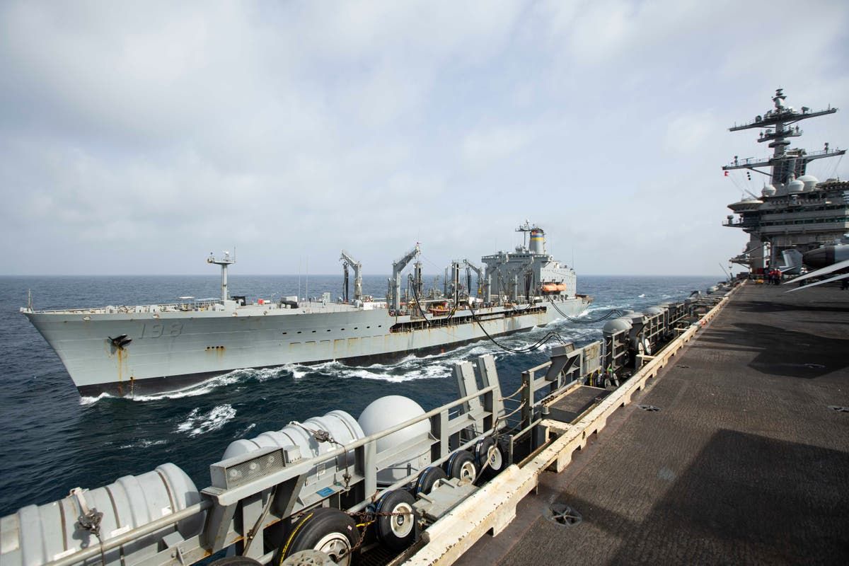 US Navy replenishment ship operating in Mideast was…
