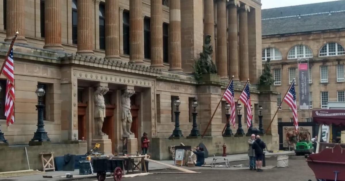 Film crews transform landmark Glasgow building into…