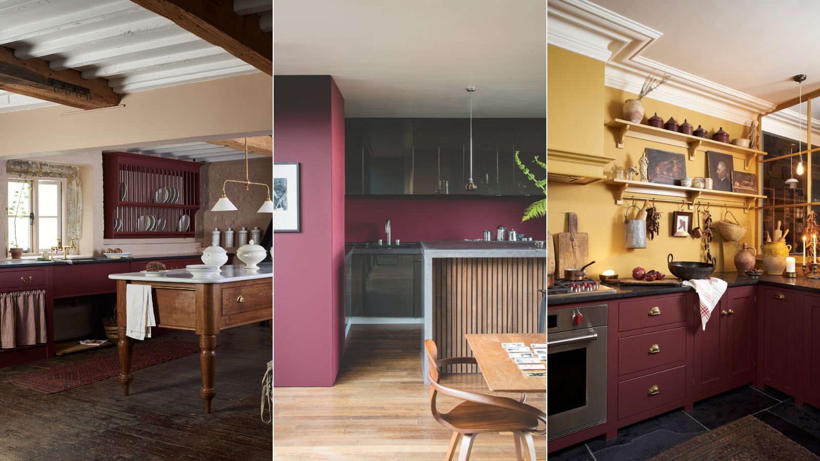 Burgundy kitchens are everywhere – this rich-looking…