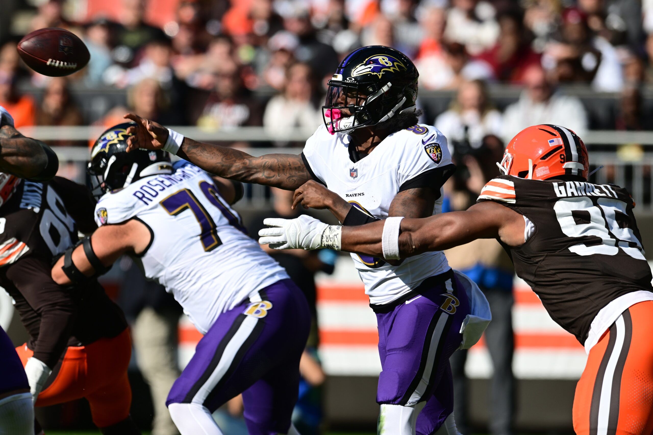 Ravens fared much better versus Myles Garrett than…