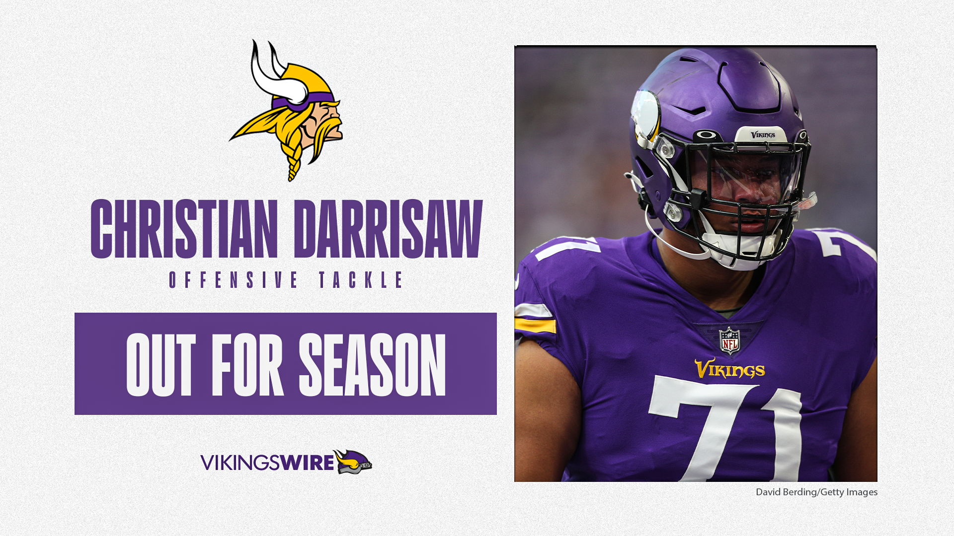 Vikings announce Christian Darrisaw has undergone…