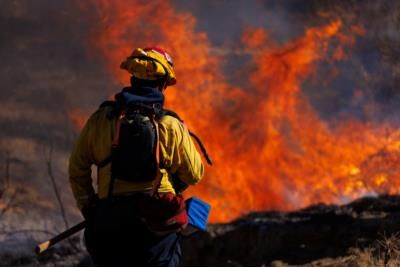 Firefighters Battle Wind-Driven Mountain Fire In…